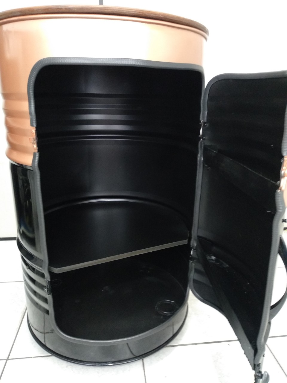 Tambor Metal 200l Tampo de Madeira Porta Traseira Pintura Dupla ...