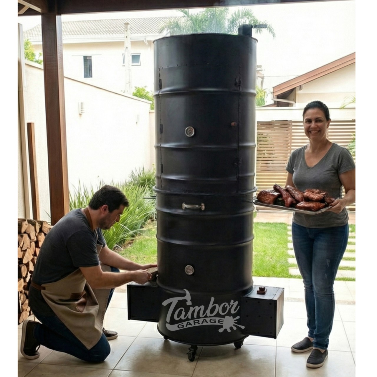 DEFUMADOR Profissional Completo 2 em 1 PIT SMOKER - Tambor Garage ...