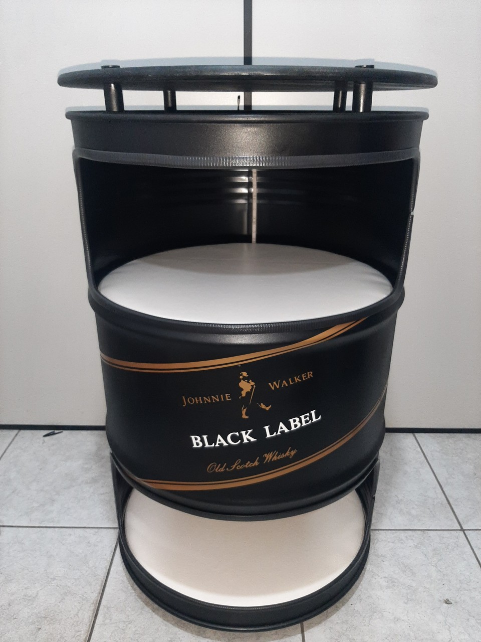 Tambor Metal 200l BAR (2) NICHOS + Tampo Madeira c/ alongadores + LED ...