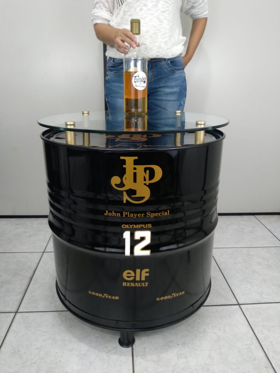 Mesa de centro tambor 200l abertura + Vidro Temperado - Tambor Garage ...